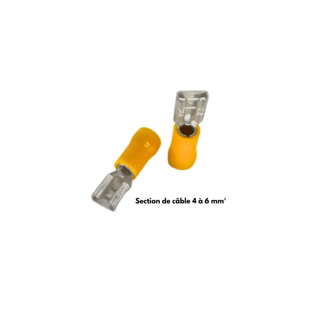 Cosse Femelle Faston 4 mm² à 6 mm² Isolée 6.3 x 0.8 Jaune