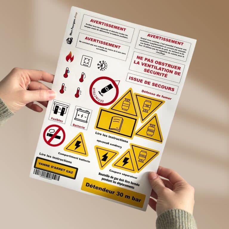 Stickers Norme VASP : 24 Stickers pour l'Homologation du Van