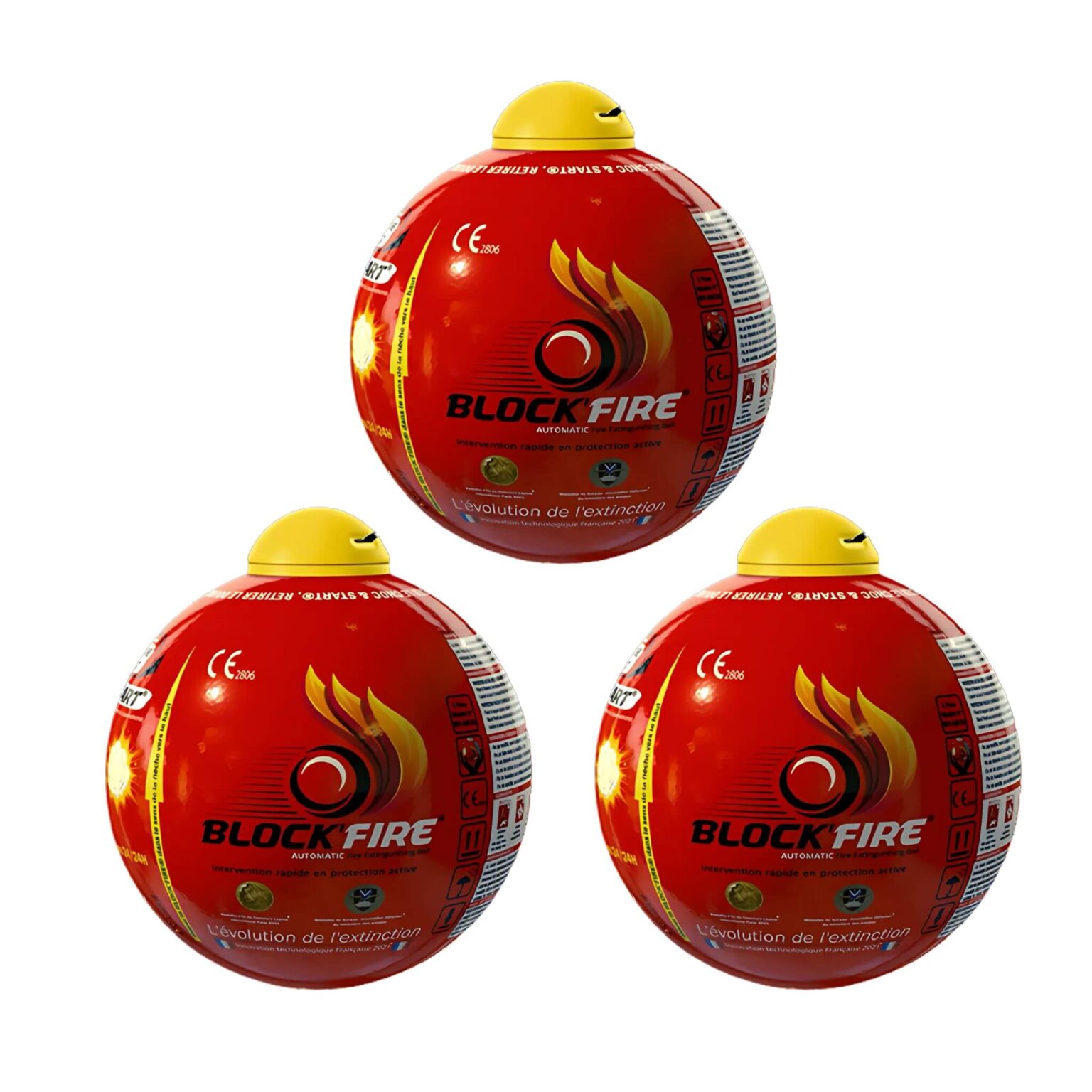 Lot de 3 Block'fire : Extincteur Automatique