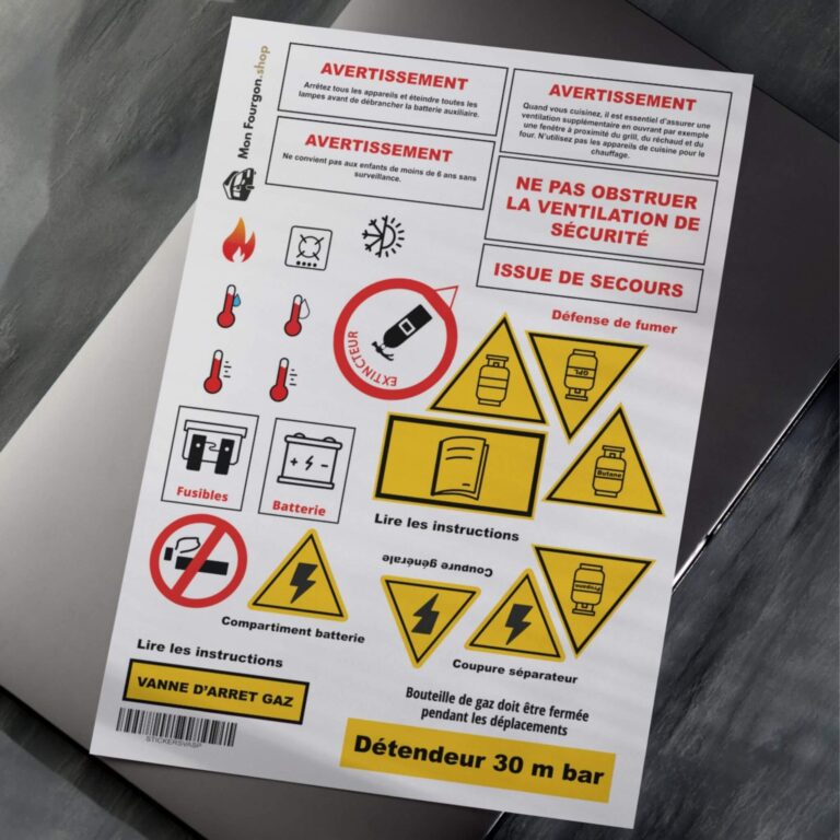 Stickers Norme VASP : 24 Stickers pour l'Homologation du Van