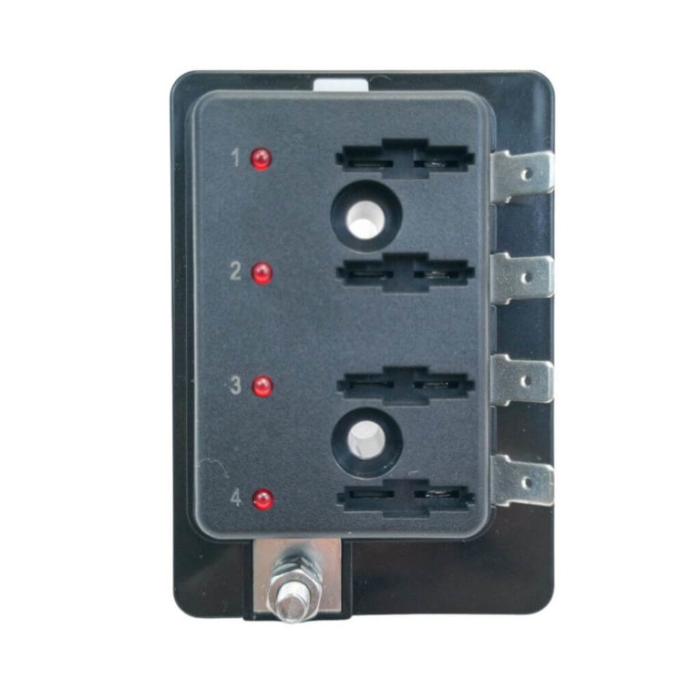 Porte Fusible 12V : 4 Fusibles x 30A (100 max) avec LEDs