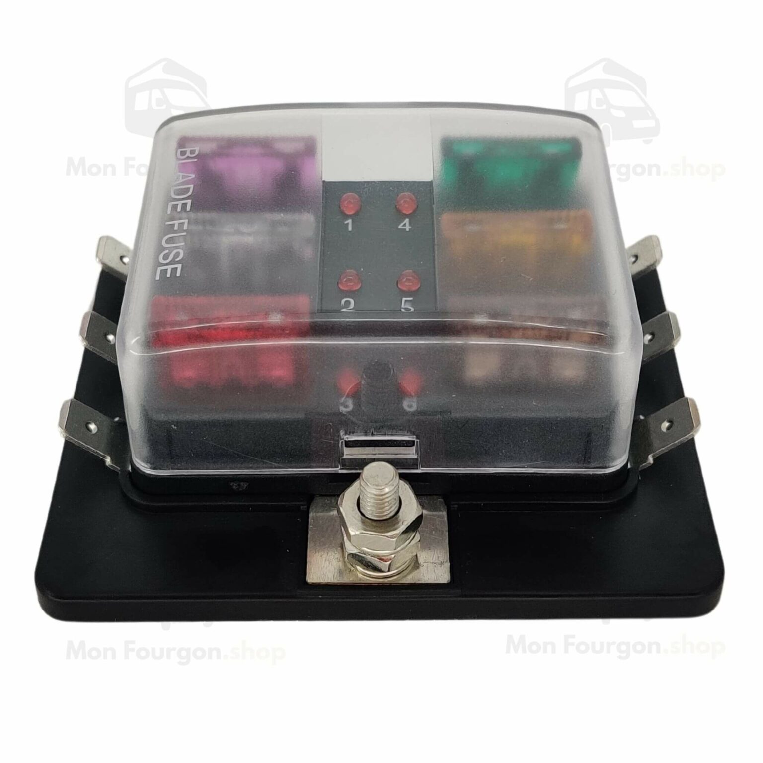 Porte fusible 6 voies : 6 fusibles pour les circuits 12V